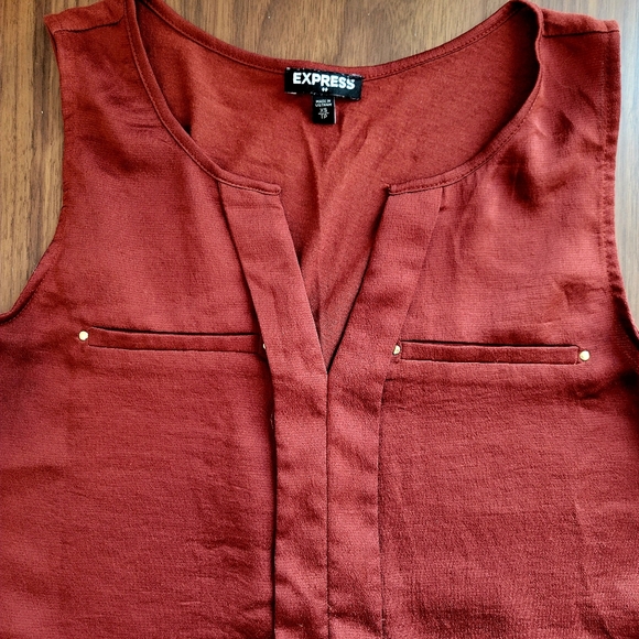 Express | Tops | Express Rust Mixed Media Tank Blouse | Poshmark